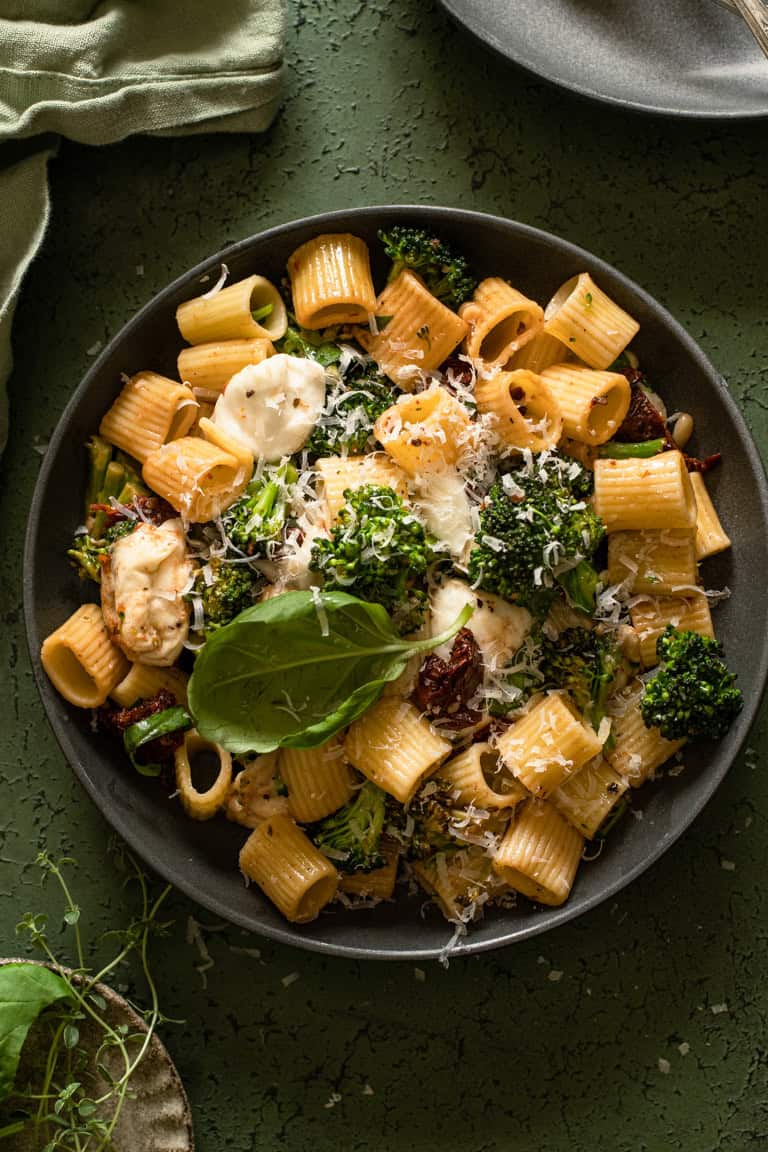 Rigatoni Pasta with Broccoli and Sun Dried Tomatoes - Spoonful of Plants