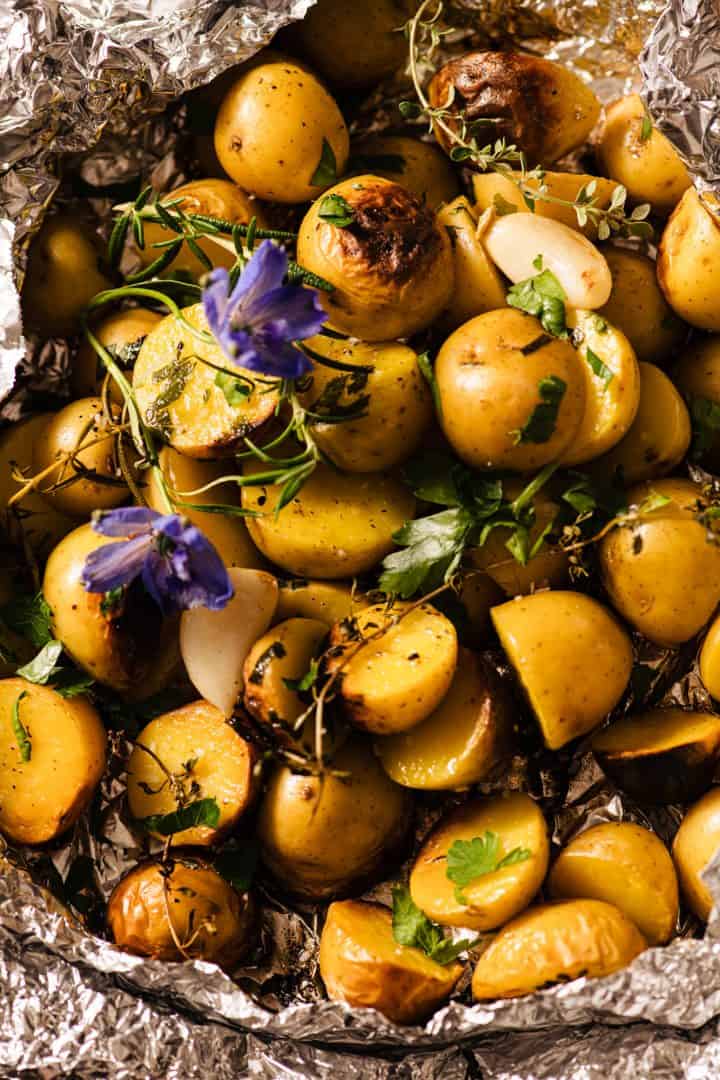 Foil Packet Grilled Potatoes - Spoonful of Plants